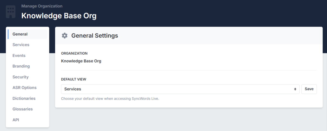 How to change your Organization Settings